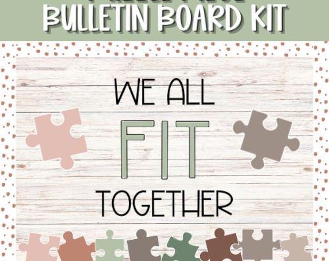 BULLETIN BOARD KIT- We All Fit Together | Puzzle Pieces | Classroom ...