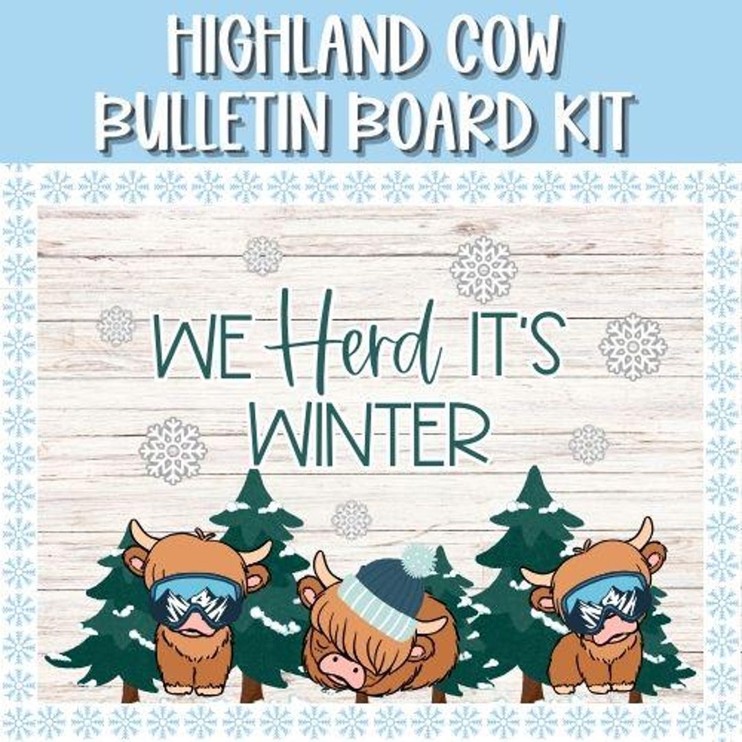 We Herd It’s Winter - Highland Cow Bulletin Board Kit - Etsy