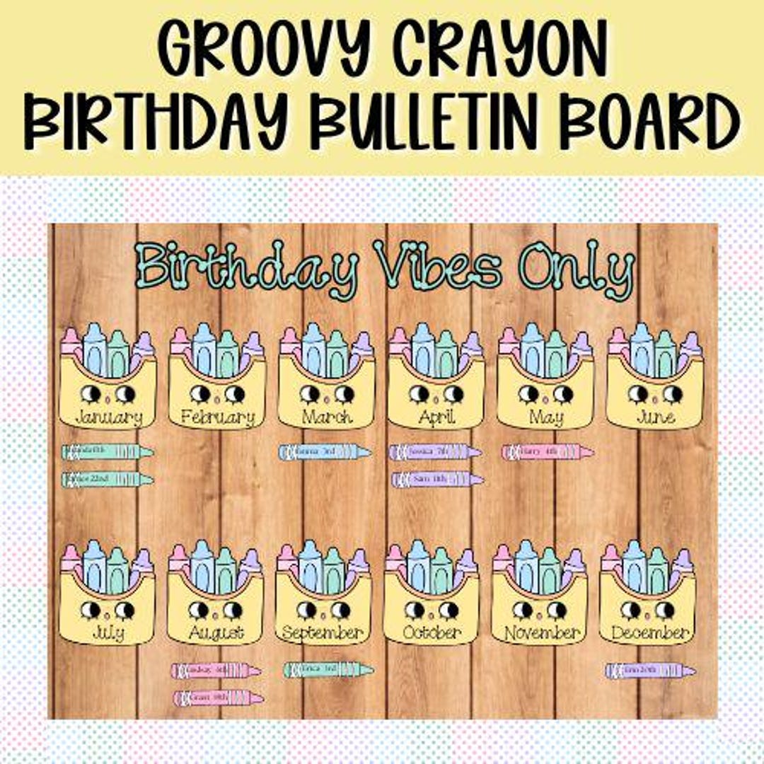 Groovy Crayon Birthday Bulletin Board Kit: 70s Classroom Decor (PDF) - Etsy