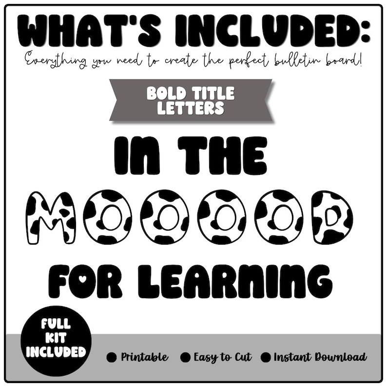 Cow Classroom Bulletin Board Kit: Farm Theme Decor (PDF) - Etsy