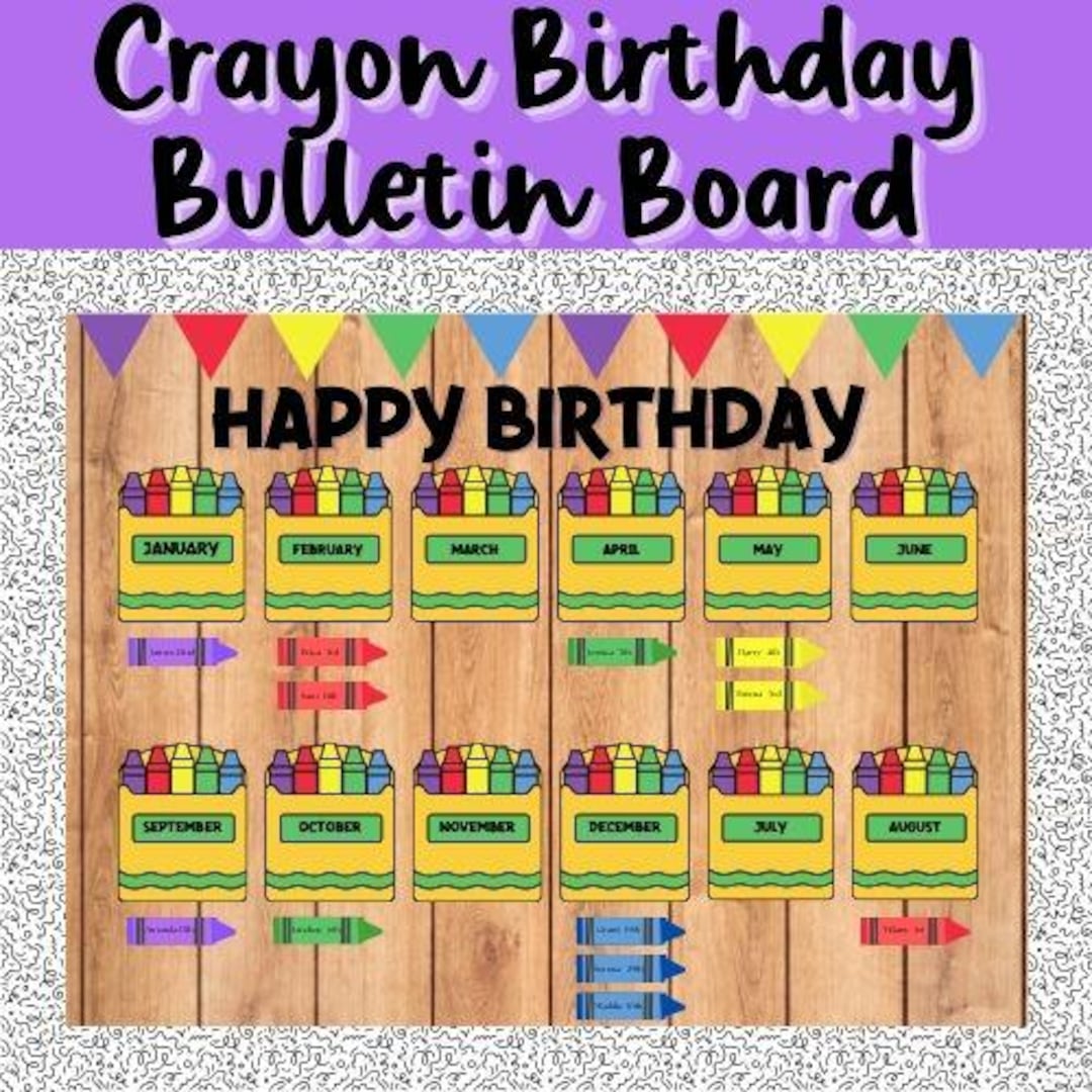 Crayon-themed Birthday Bulletin Board | Classroom Birthday Display ...