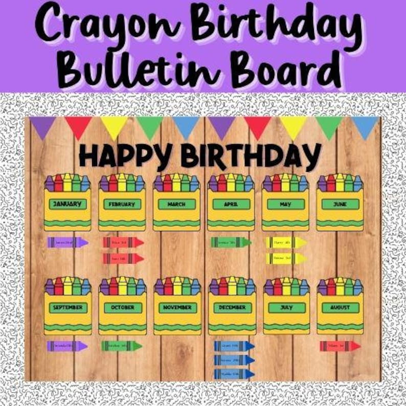 Crayon-themed Birthday Bulletin Board | Classroom Birthday Display ...