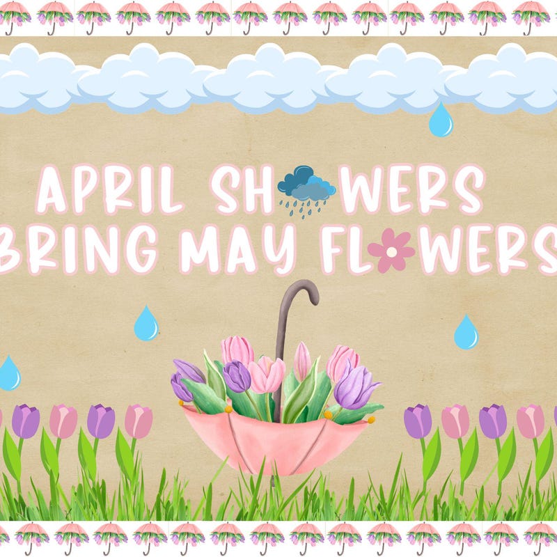 April Showers Border - Etsy