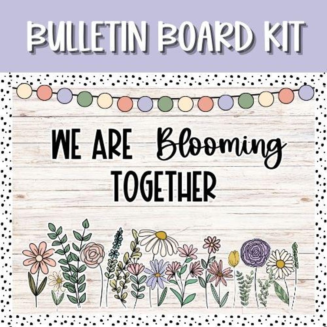 Floral Classroom Bulletin Board Kit: Calming Wildflowers (digital ...