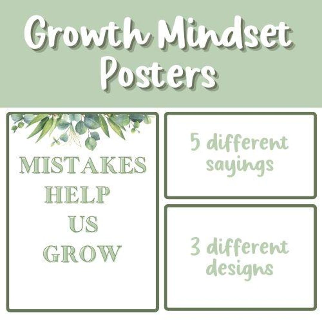 Growth Mindset Posters | Neutral Greenery Classroom Decor | 5 ...