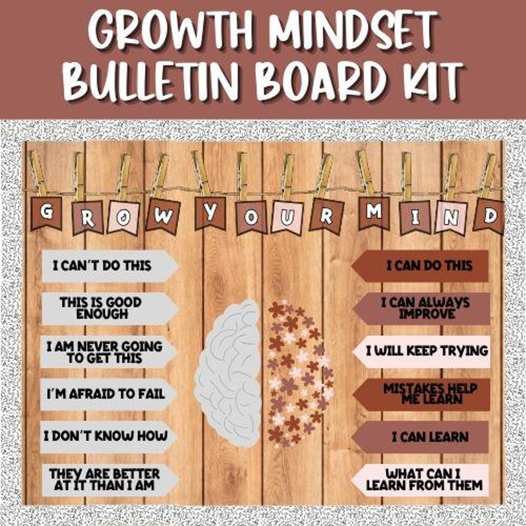 Growth Your Mind | Growth Mindset Bulletin Board Kit | Neutrals ...