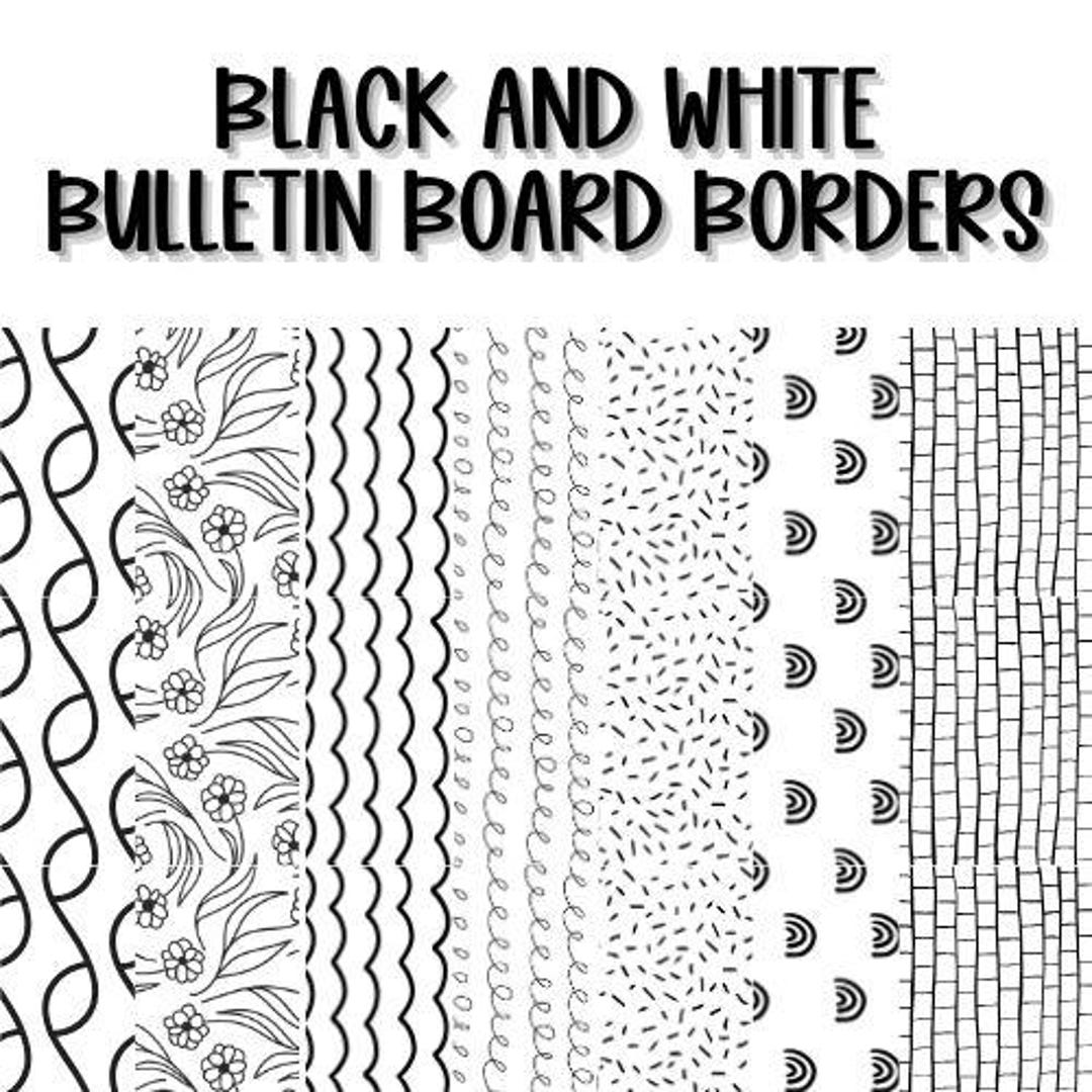 Black & White Bulletin Board Borders: Polka Dots, Rainbows (digital ...