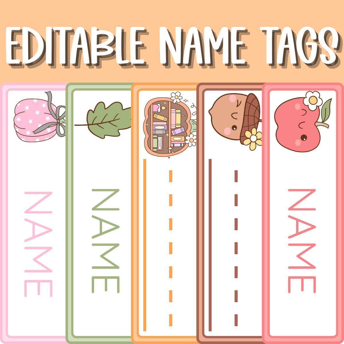 Editable Fall Halloween Name Tags: Classroom Desk Decor (PDF) - Etsy