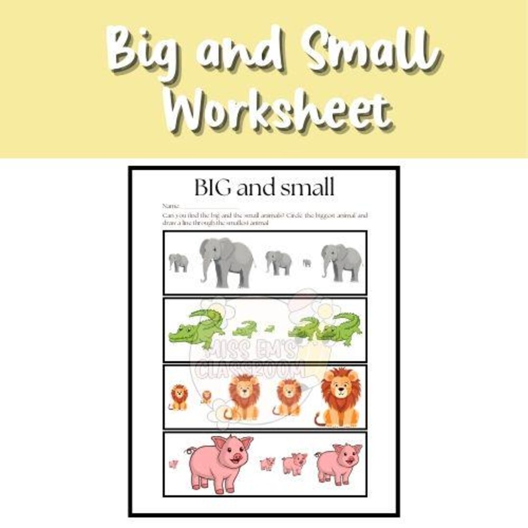 Big and Small Worksheet Identify & Color the Correct Object Early ...
