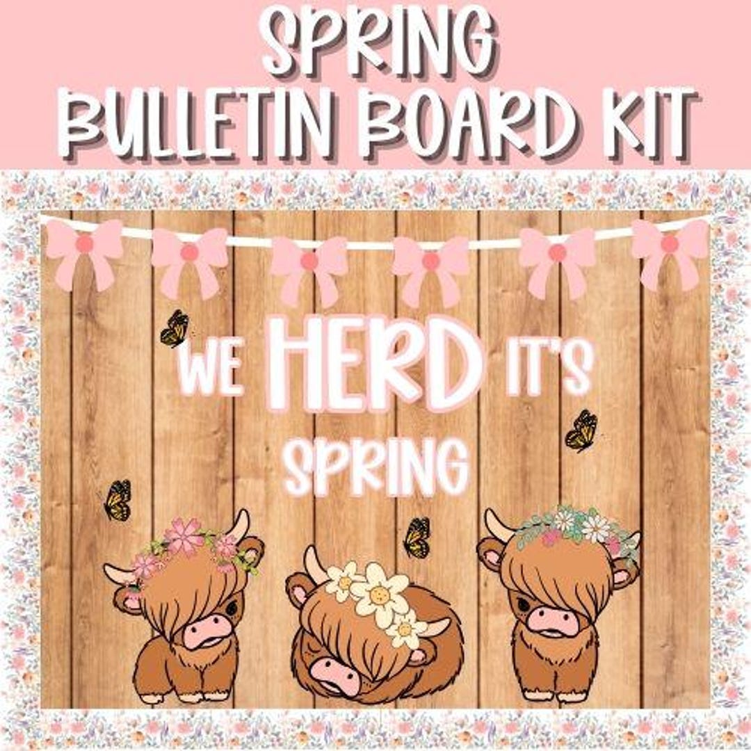 Highland Cow Spring Bulletin Board Kit: Classroom Decor (digital ...