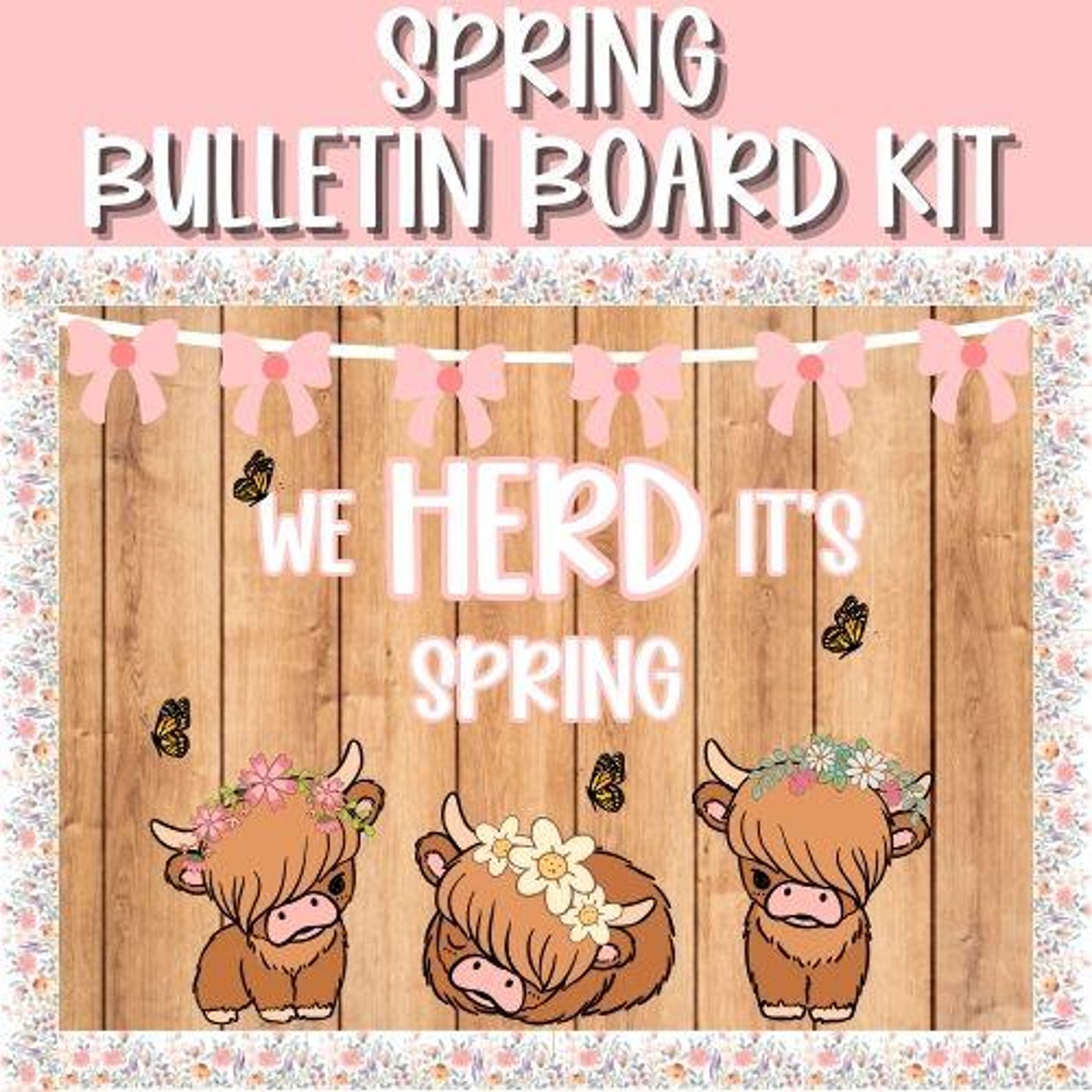 Highland Cow Seasonal Bulletin Board Bundle – Spring, Summer, Fall ...