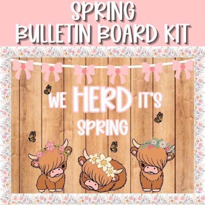 Highland Cow Seasonal Bulletin Board Bundle – Spring, Summer, Fall ...