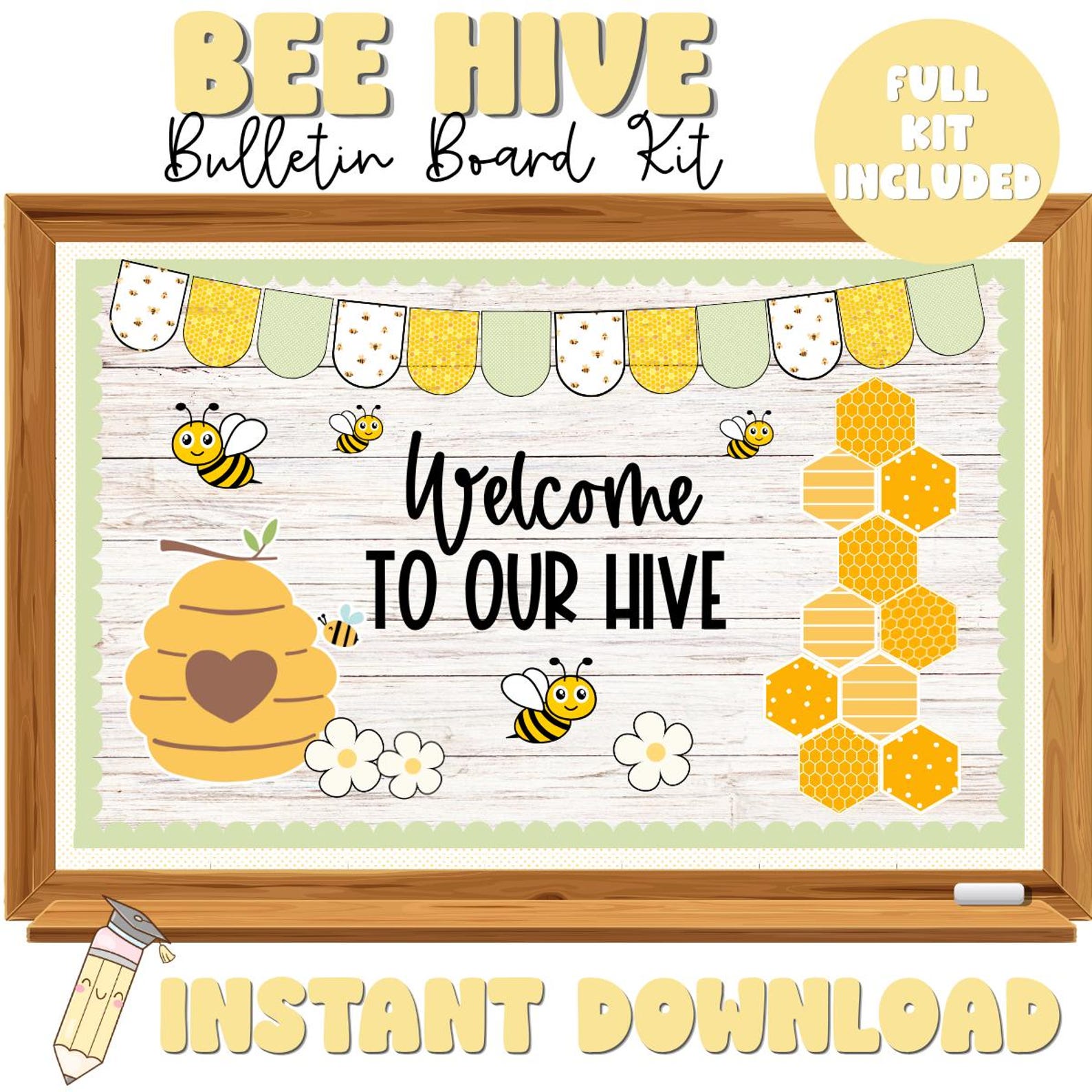 Bee Classroom Decor: Welcome to Our Hive Bulletin Board Kit (digital ...