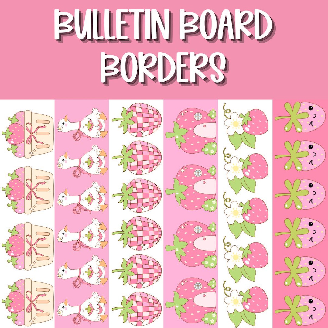Strawberry-themed Bulletin Board Borders | Printable Classroom Decor ...