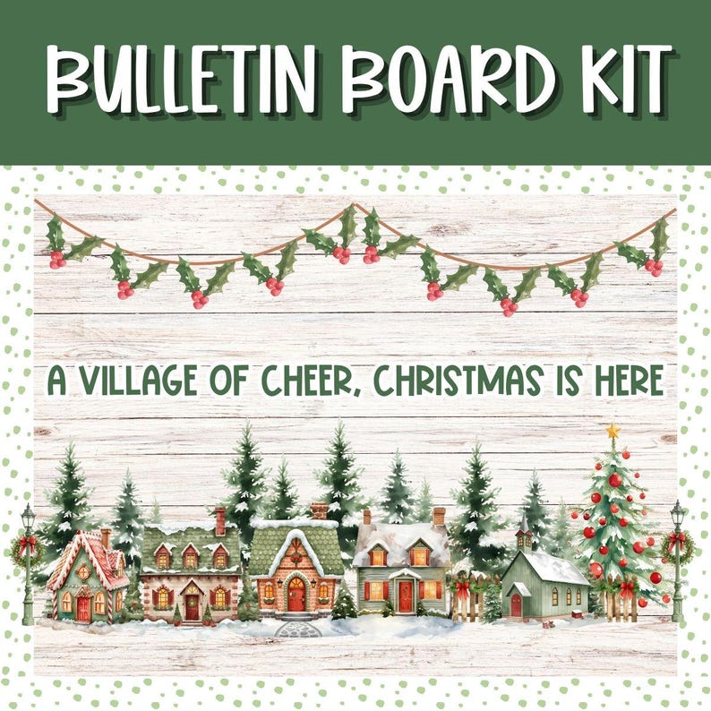 Watercolor Christmas Village Bulletin Board Kit: Classroom Decor ...