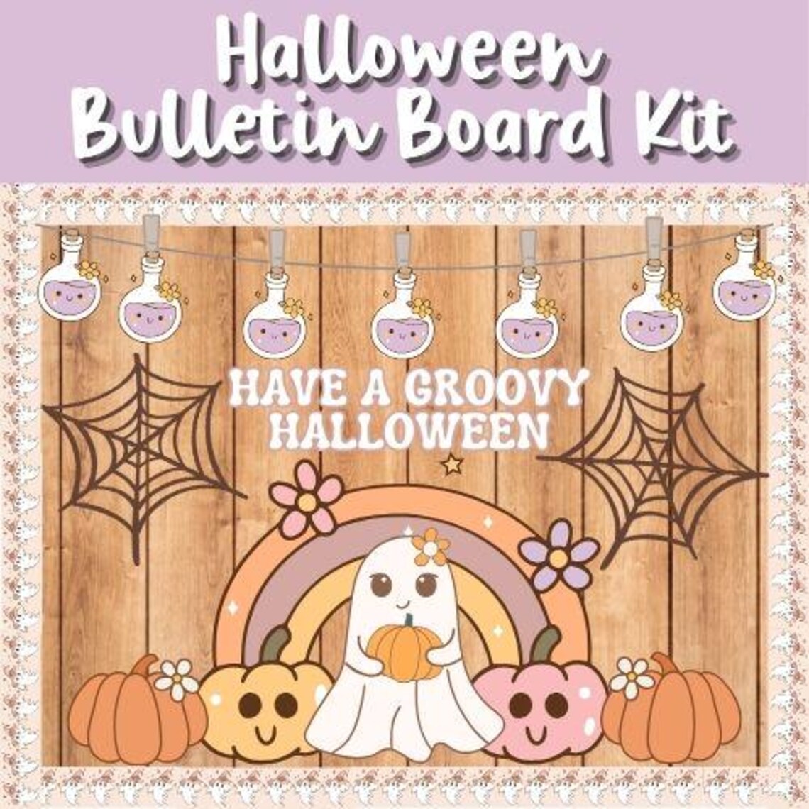 Groovy Halloween Bulletin Board Kit: Retro Classroom Decor (digital ...