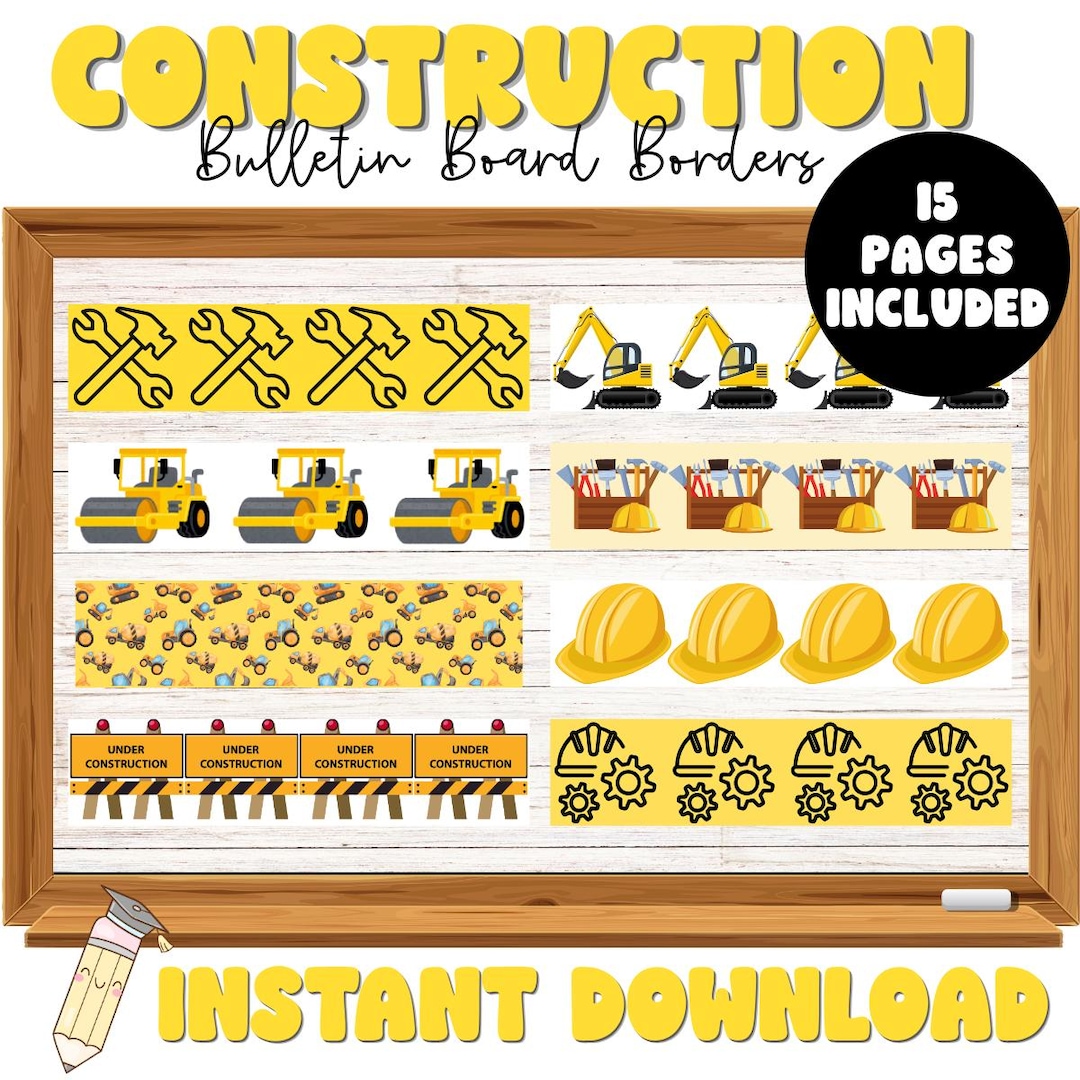 Construction Bulletin Board Borders: Classroom Decor (PDF) - Etsy
