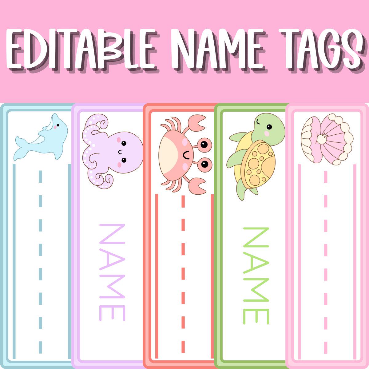 Editable Under the Sea Name Tags | Desk Name Plates | Printable Ocean ...