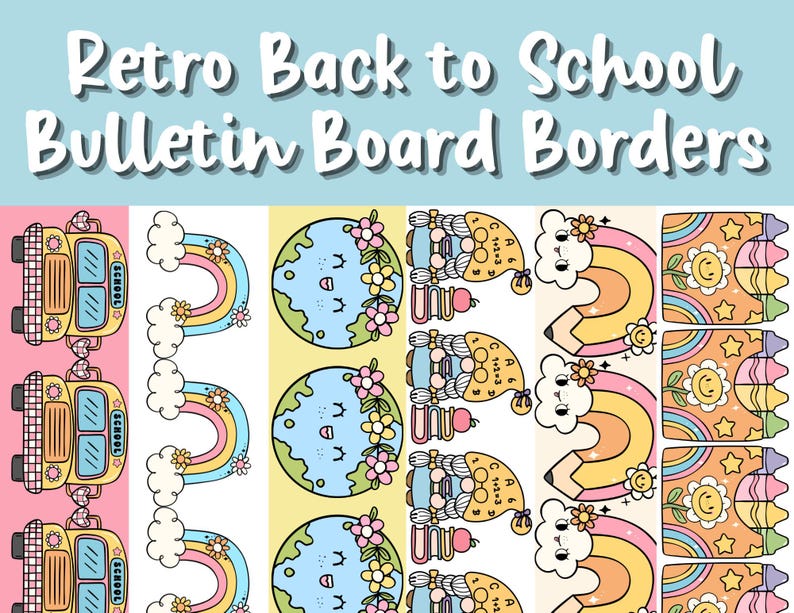 Retro Back to School Bulletin Board Borders - Etsy
