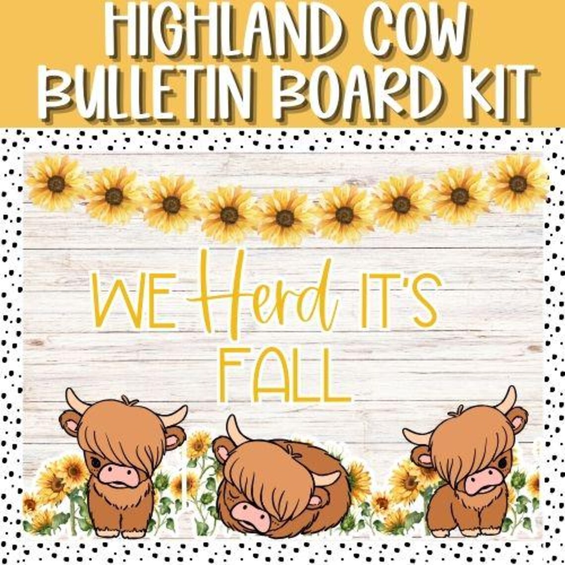 Highland Cow Seasonal Bulletin Board Bundle – Spring, Summer, Fall ...