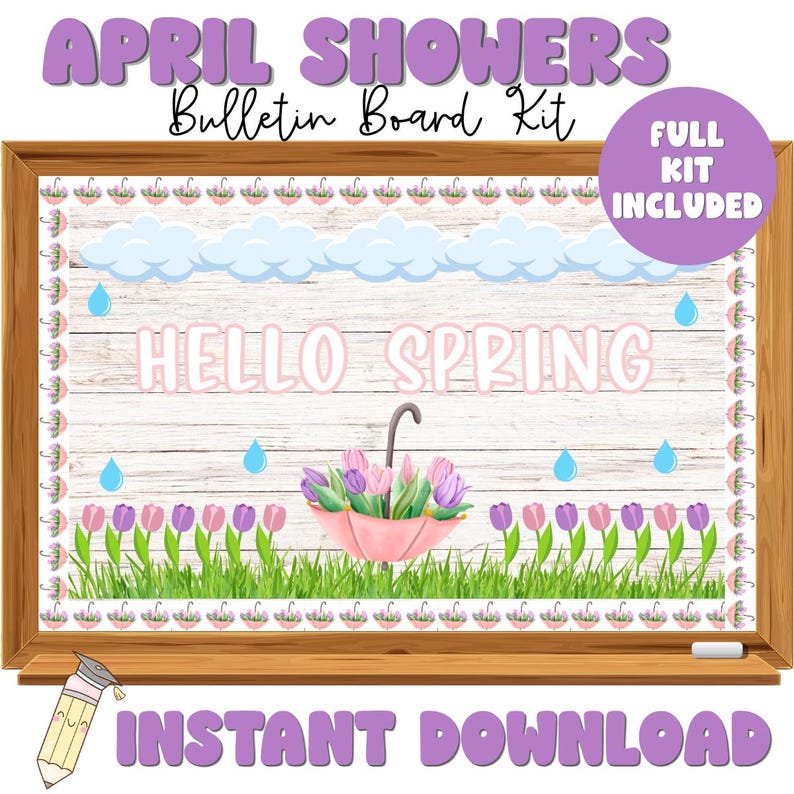 April Showers Bring May Flowers Bulletin Board Kit - Etsy