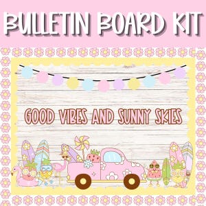 Groovy Summer Bulletin Board Kit: Retro Truck, Pineapples (PDF) - Etsy
