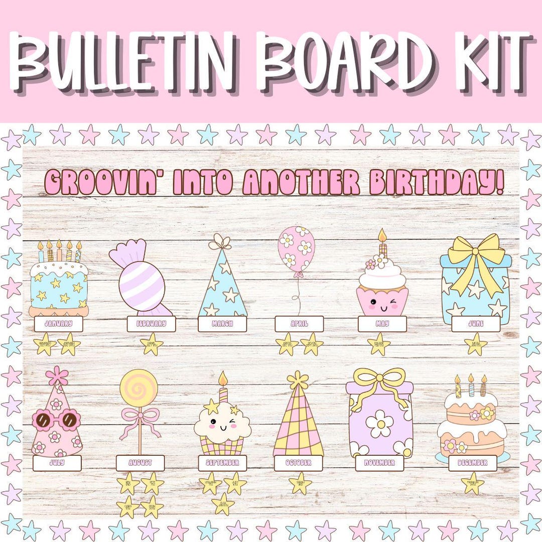 Groovy Birthday Bulletin Board Kit: Retro Classroom Decor (digital ...