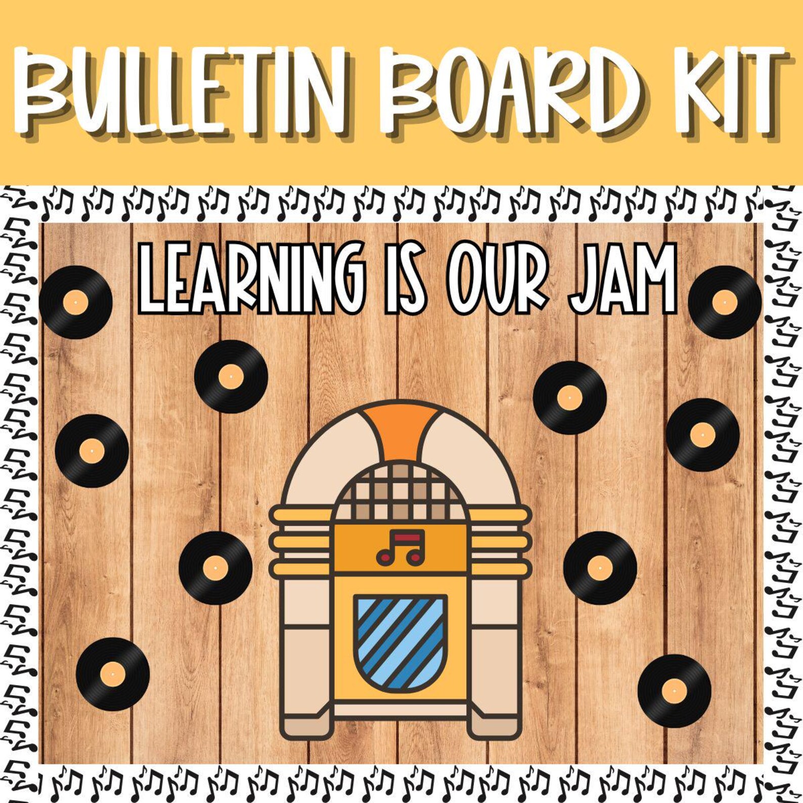 Retro Music Bulletin Board Kit: Jukebox & Records Theme (digital ...