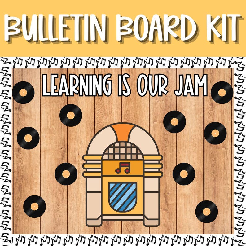 Retro Music Bulletin Board Kit: Jukebox & Records Theme (digital ...