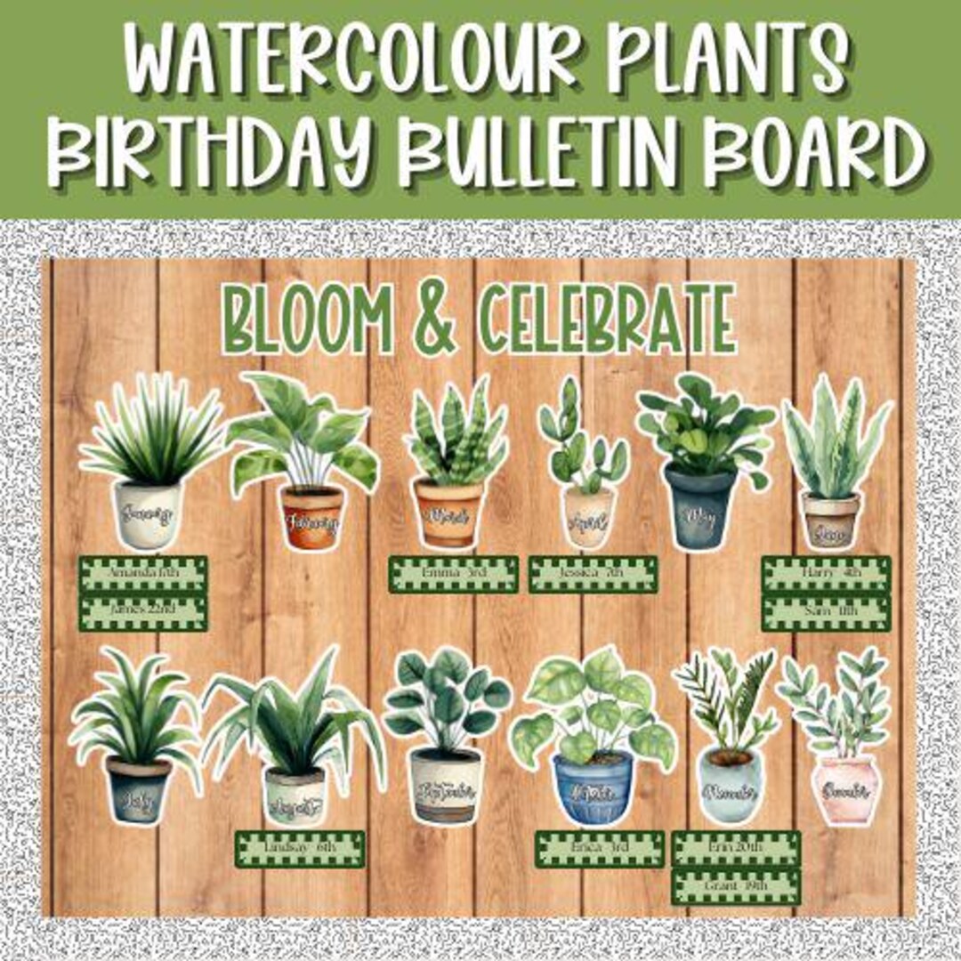 Watercolour Plant Birthday Bulletin Board Kit | “bloom & Celebrate ...