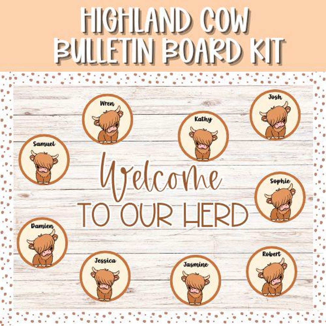 Highland Cow Welcome Bulletin Board Kit | “welcome to Our Herd ...