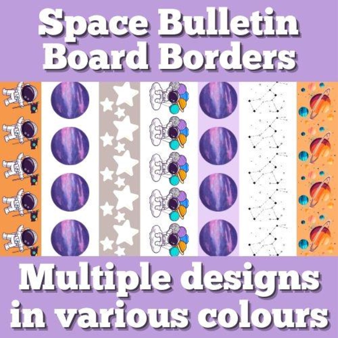 Space-themed Bulletin Board Border Strips | Moon, Planets, Astronauts ...