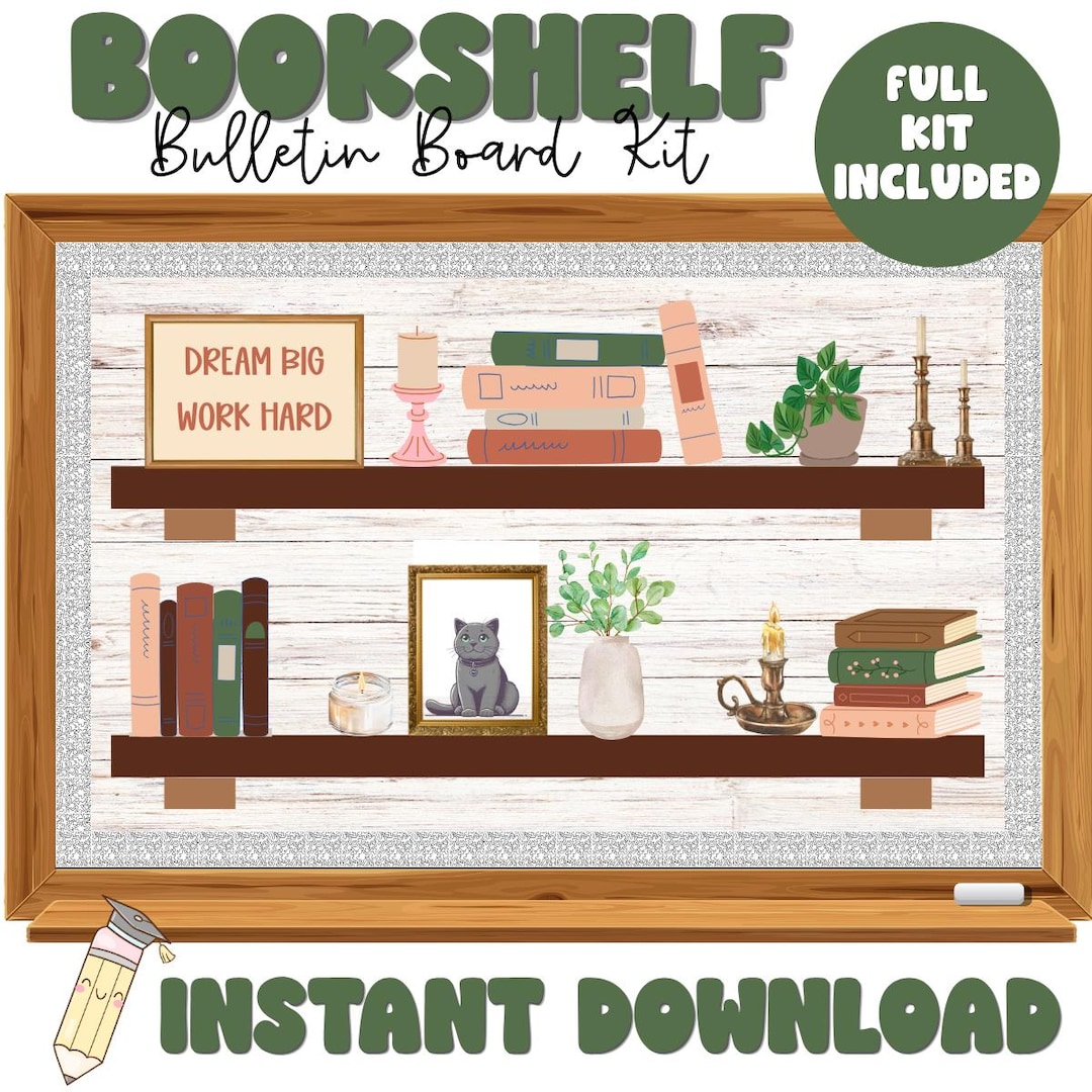 Bookshelf Bulletin Board Kit | Classroom Library Decor - Etsy