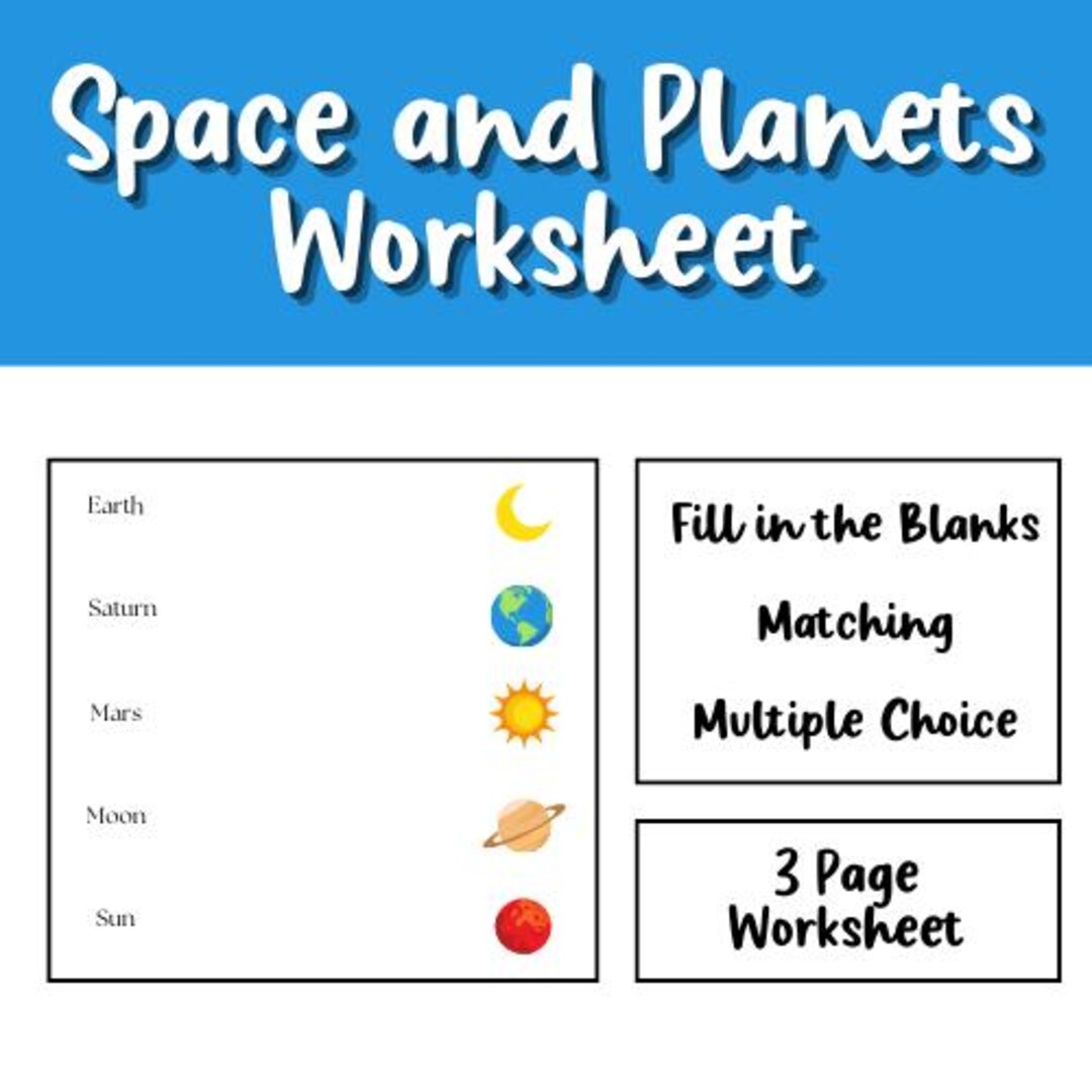 Space & Planets Worksheet for Grade 1 Fun Science Activity Printable ...