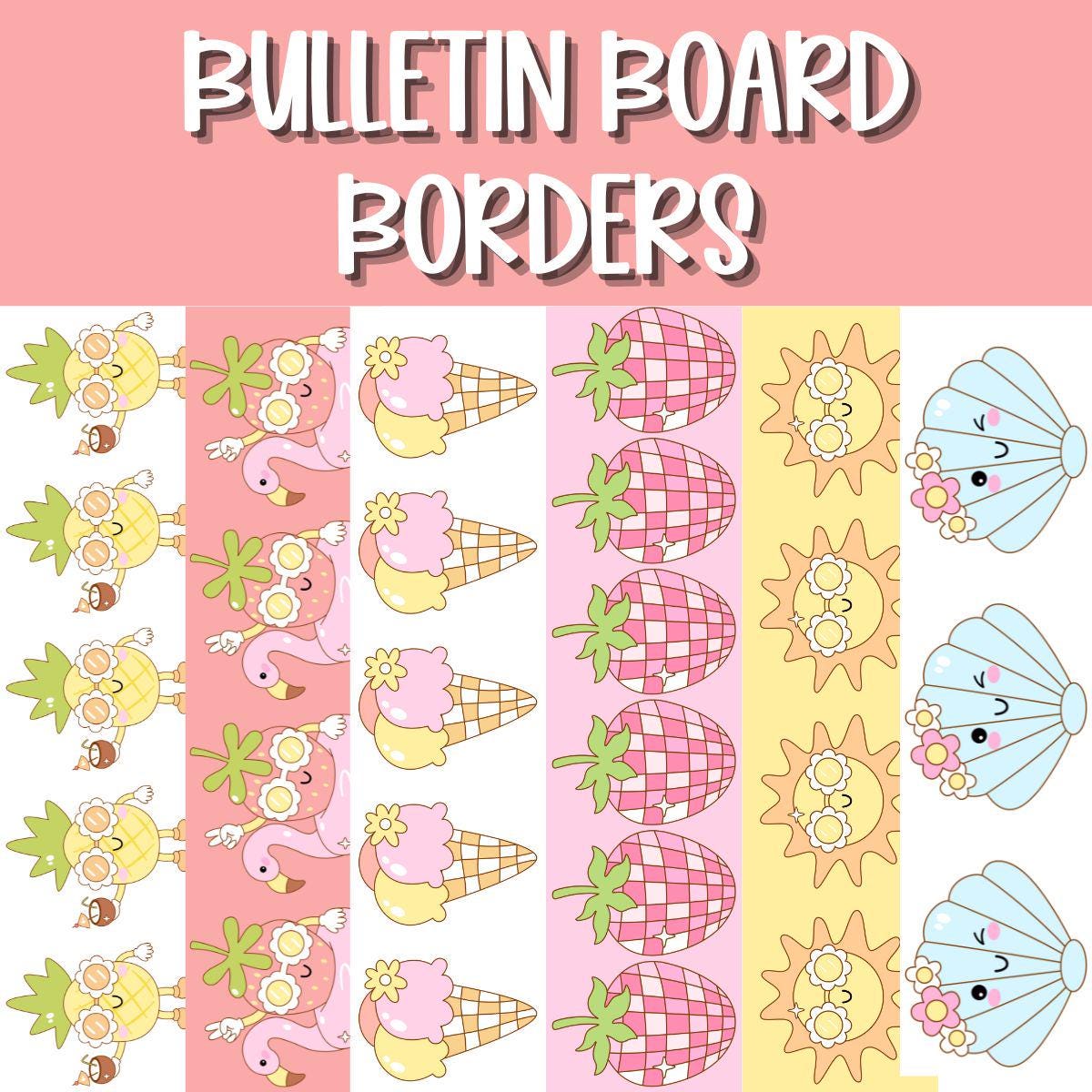 Groovy Summer Bulletin Board Borders: Retro Classroom Decor (PDF) - Etsy