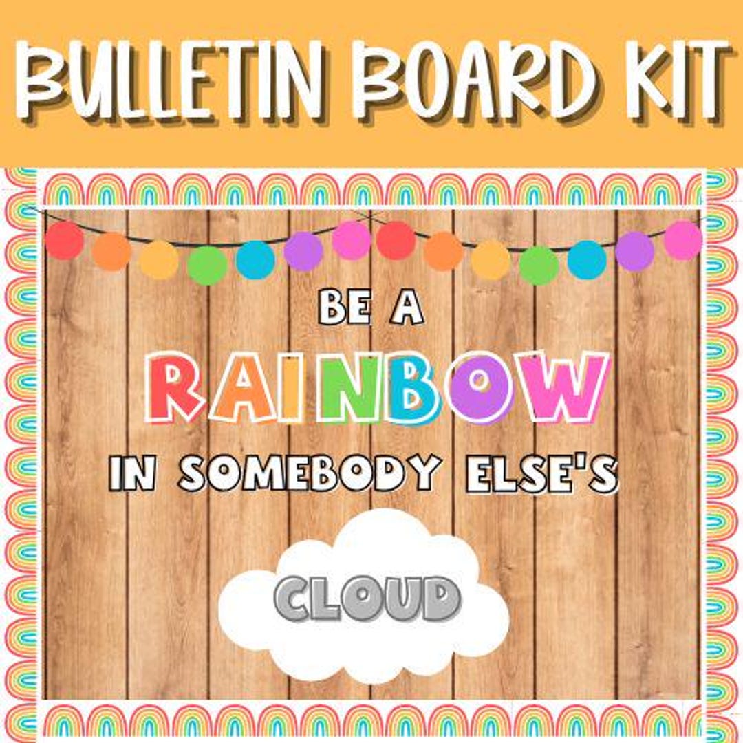 Rainbow Cloud Classroom Bulletin Board Kit: Positivity Decor (digital ...