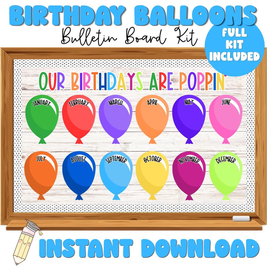 Birthday Bulletin Board Kit: Classroom Decor (digital Download) - Etsy