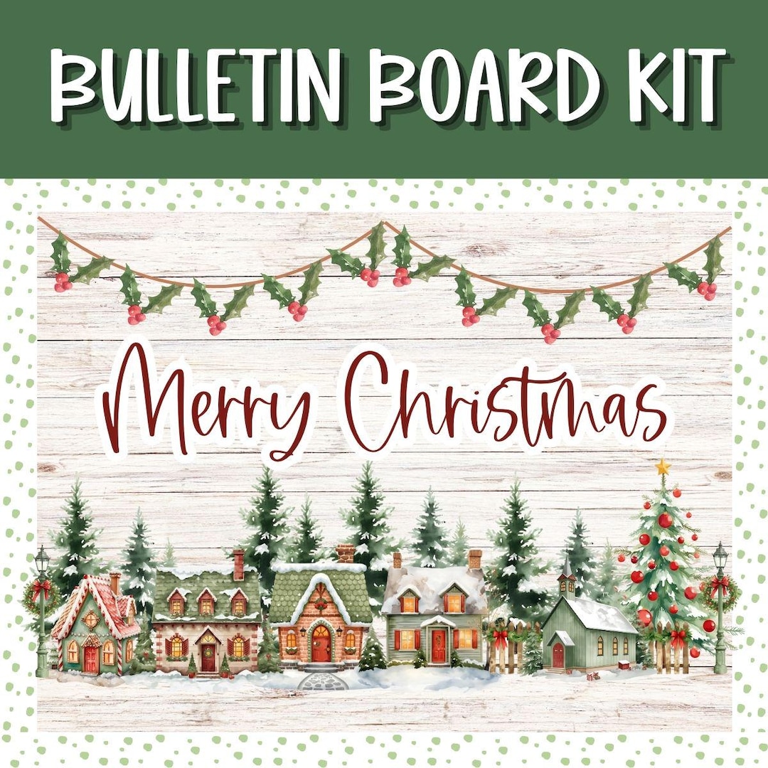 Watercolor Christmas Village Bulletin Board Kit: Classroom Decor ...