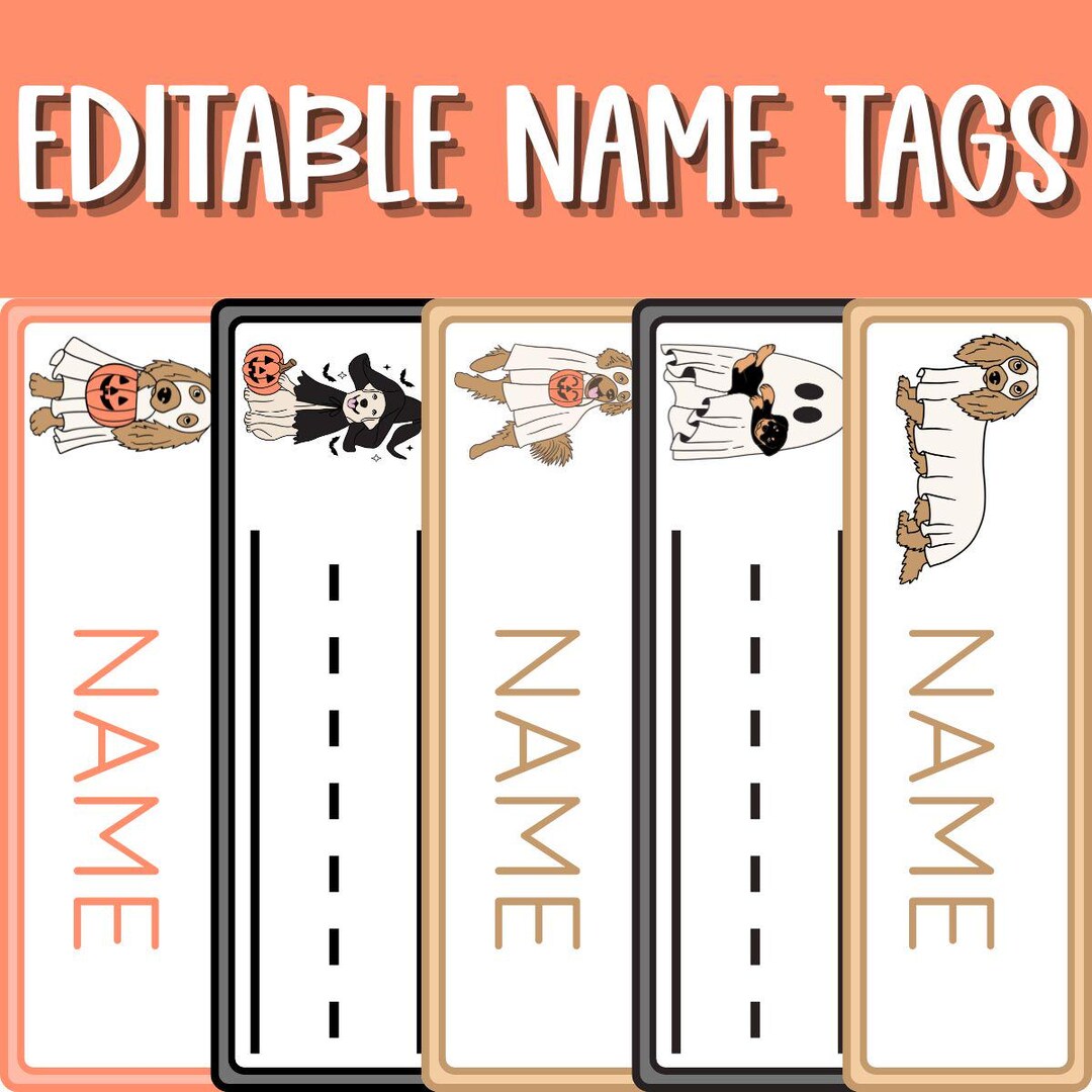 Halloween Dogs Editable Name Tags – 10 Designs - Etsy