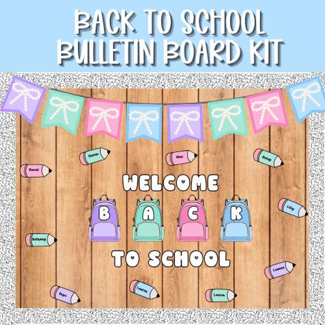 Back to School Bulletin Board Decor Kit: Pastel Banner, Pencil Name ...