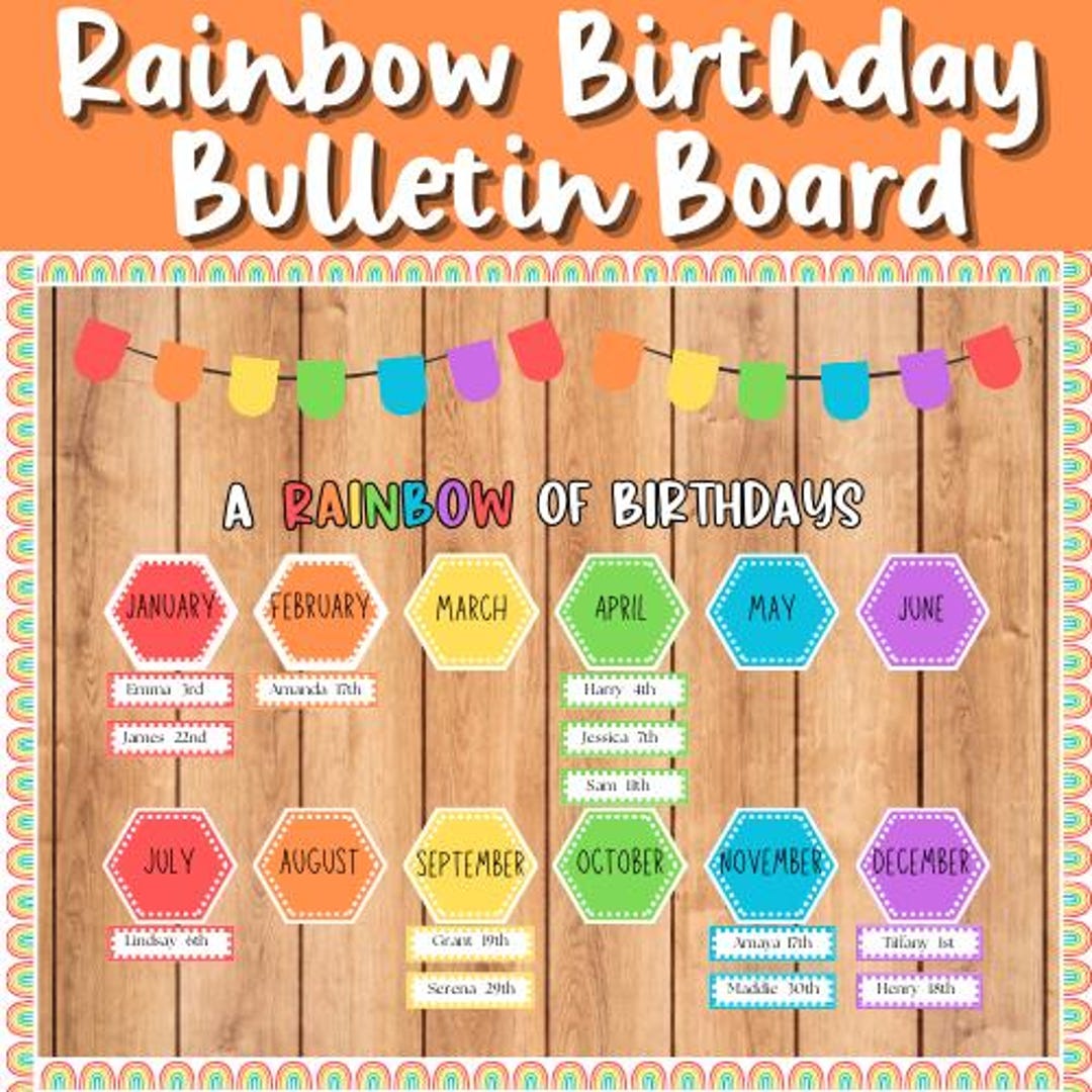 Rainbow Birthday Bulletin Board Kit | Classroom Decor | Printable ...