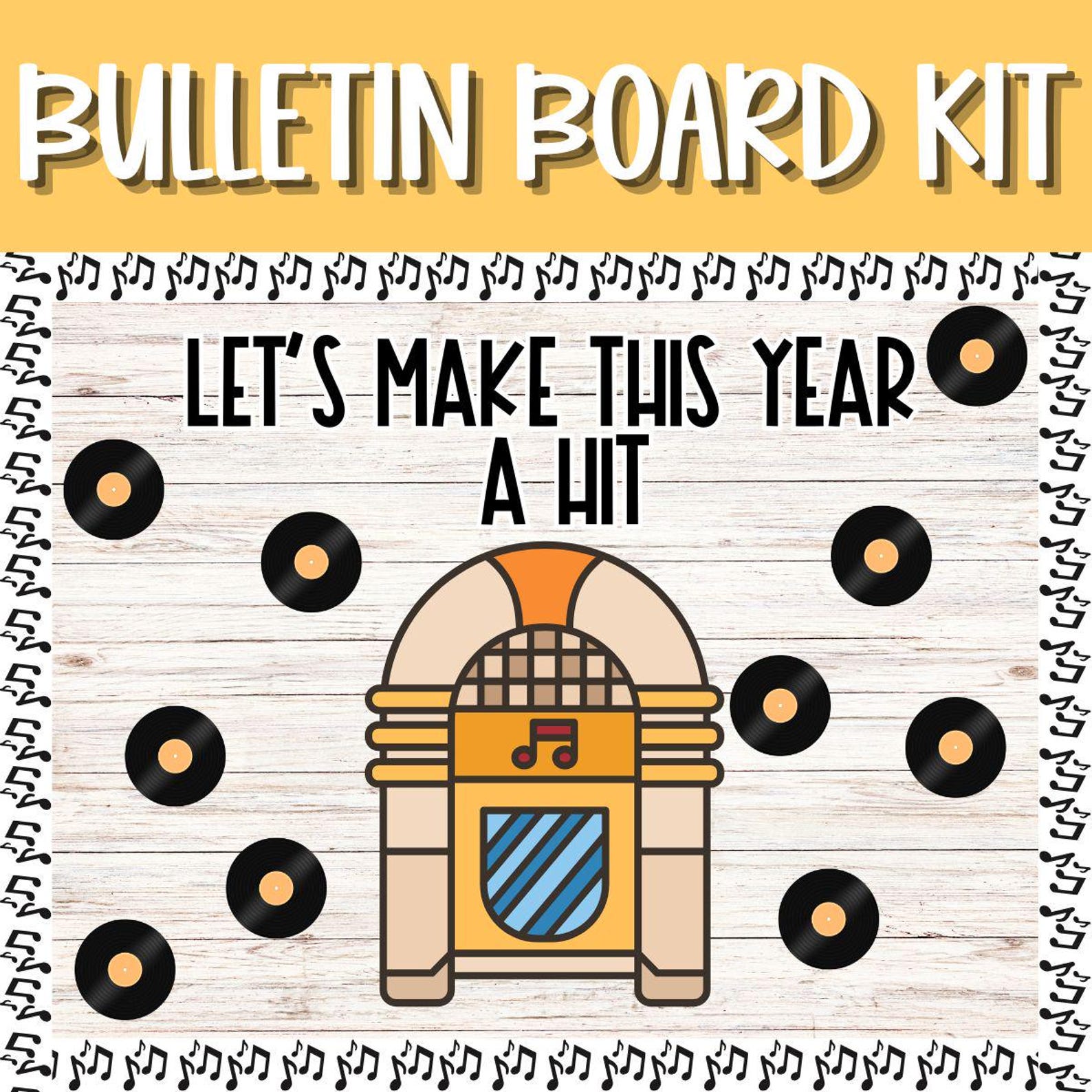 Retro Music Bulletin Board Kit: Jukebox & Records Theme (digital ...
