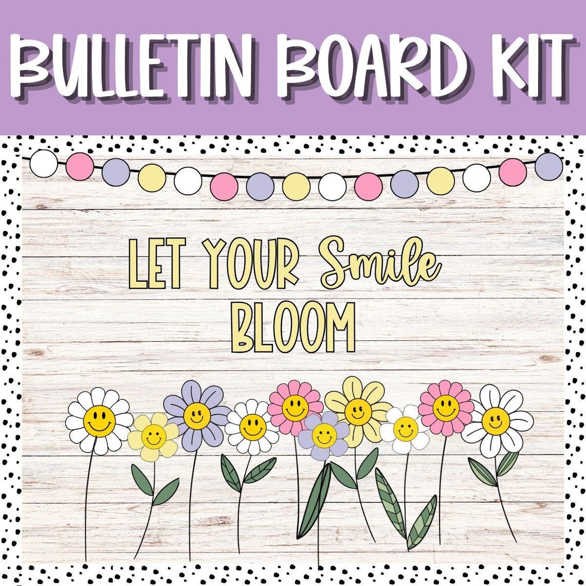 Smiley Face Flower Bulletin Board Kit: Classroom Photo Display (PDF) - Etsy
