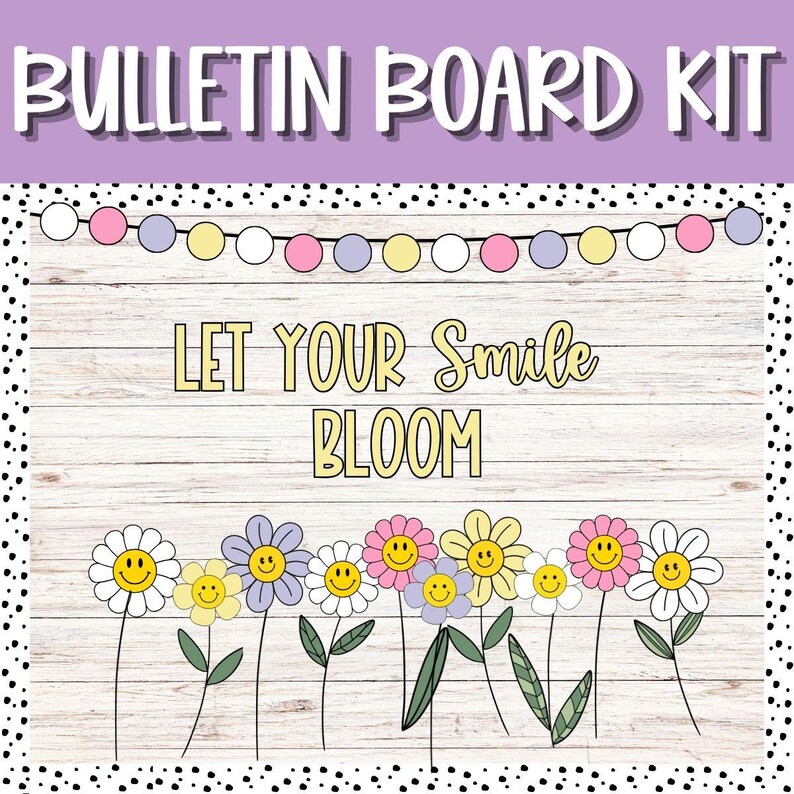 Smiley Face Flower Bulletin Board Kit: Classroom Photo Display (PDF) - Etsy