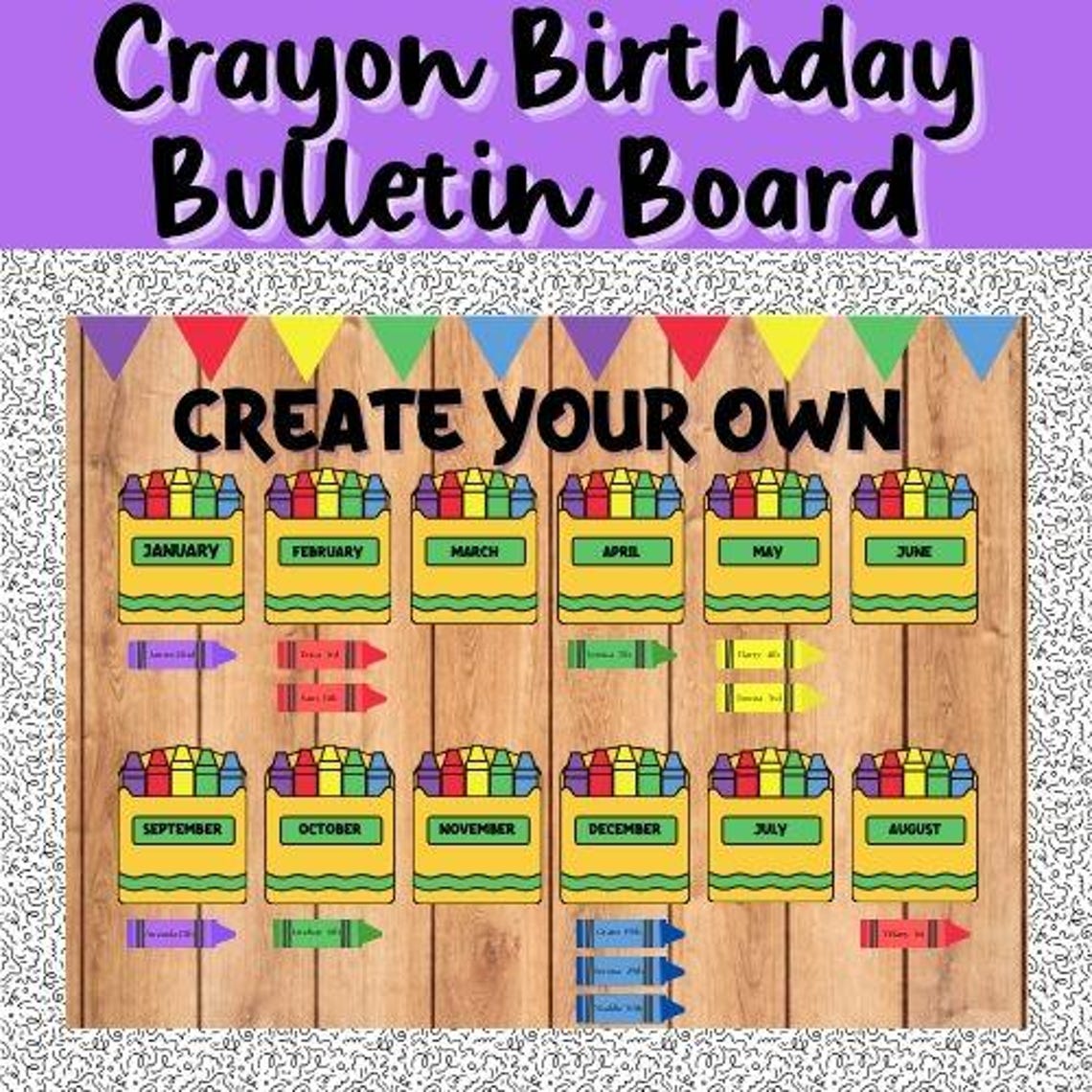 Crayon-themed Birthday Bulletin Board | Classroom Birthday Display ...
