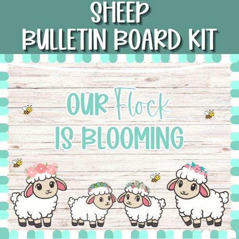 Spring Sheep Bulletin Board Kit: Floral Classroom Decor (digital ...