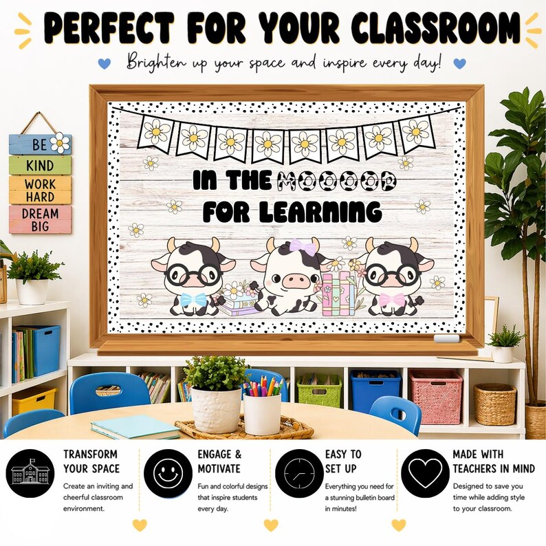 Cow Classroom Bulletin Board Kit: Farm Theme Decor (PDF) - Etsy