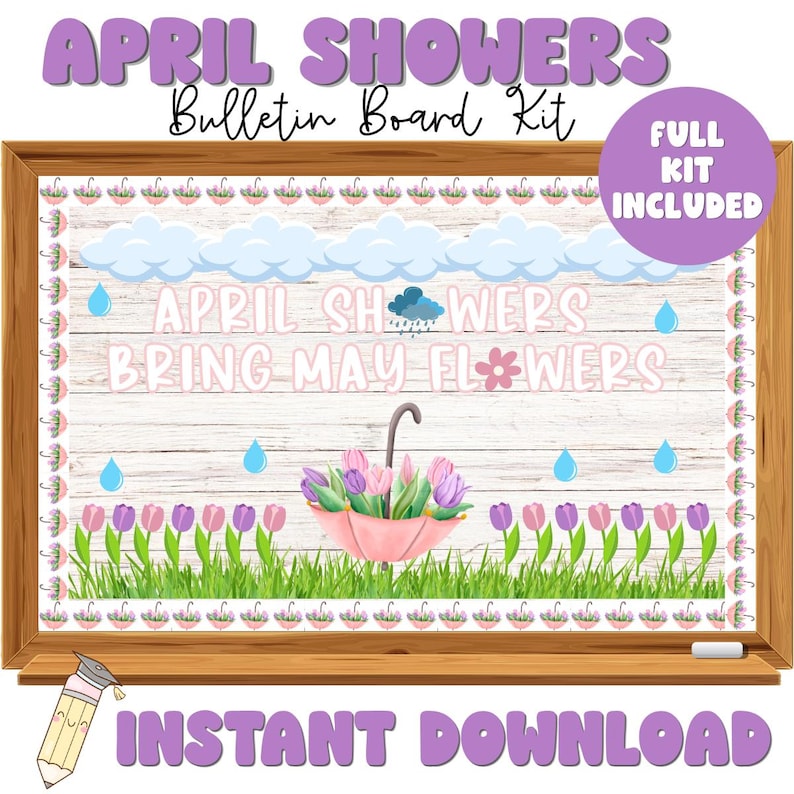 April Showers Bring May Flowers Bulletin Board Kit - Etsy