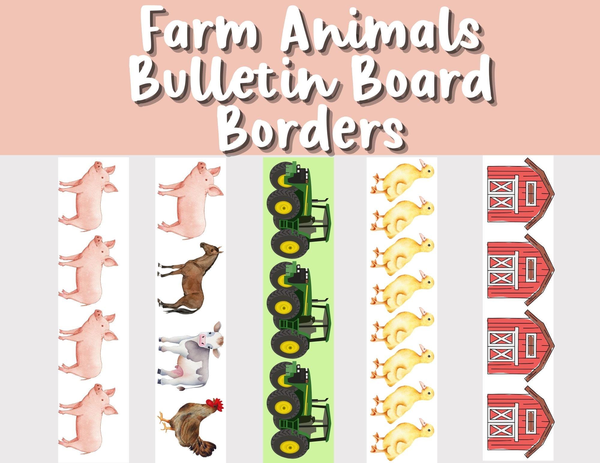 Farm Animals Bulletin Board Borders | Classroom Decor (printable PDF ...