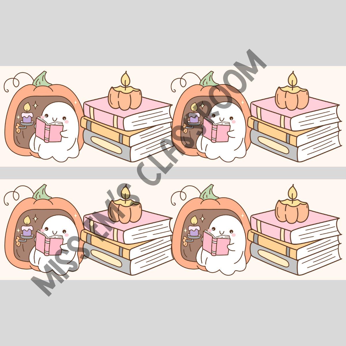 Fall Bulletin Board Borders: Pumpkins, Ghosts, Bookshelves (PDF & PNG ...
